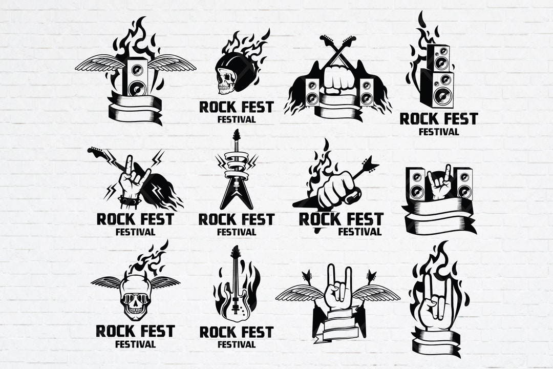 Rock and Roll Shirt Design Svg, Music Badge Design, Logo Bundle Svg ...