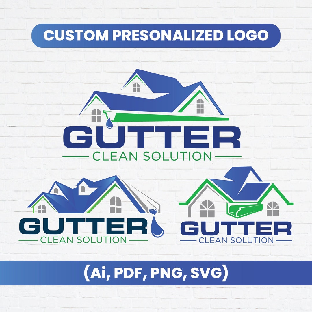 Gutter Clean Logo, Custom Logo Design, Gutter Clean Personalized Logo ...