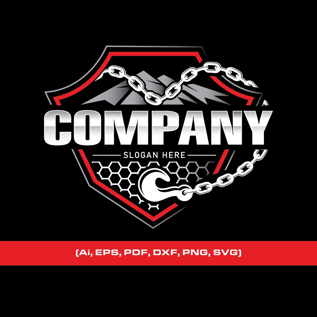 Towing Truck Logo SVG, Towing Chain Logo, Towing Business Logo Template ...