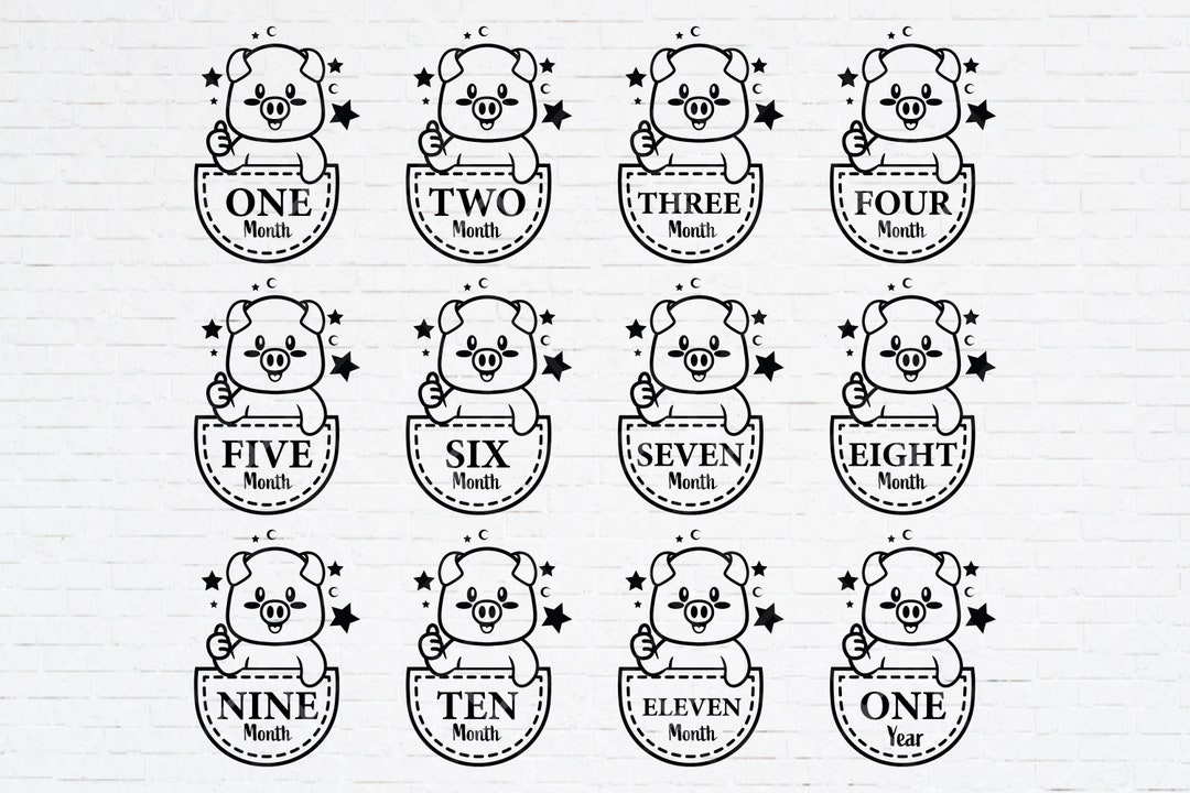 Set of Baby Milestone Svg Clipart, Baby Milestone Cut Files, Hello ...