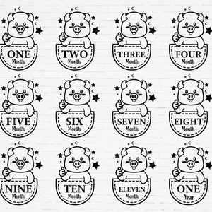 Set of Baby Milestone Svg Clipart, Baby Milestone Cut Files, Hello ...