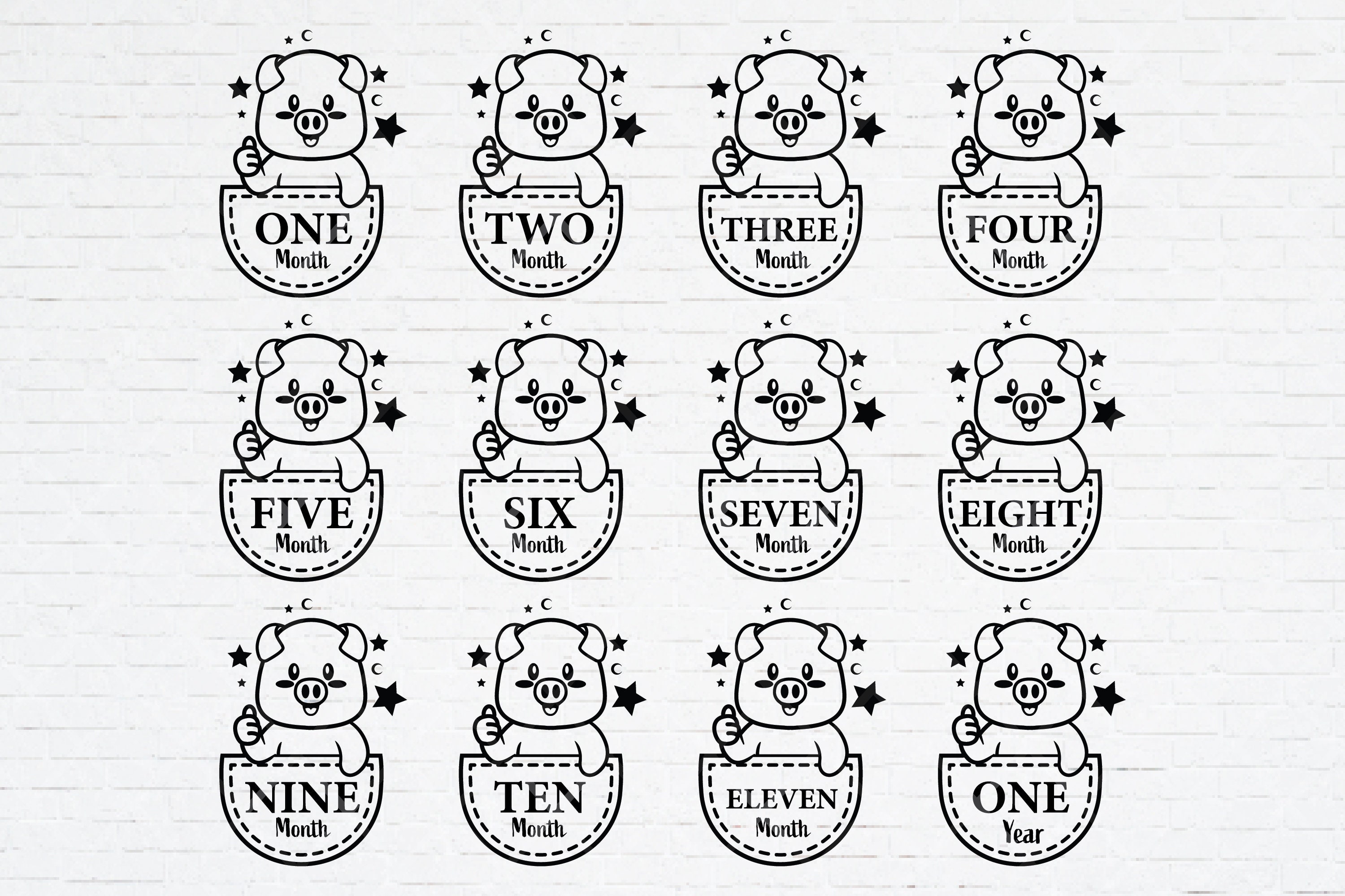 Set of Baby Milestone Svg Clipart, Baby Milestone Cut Files, Hello ...