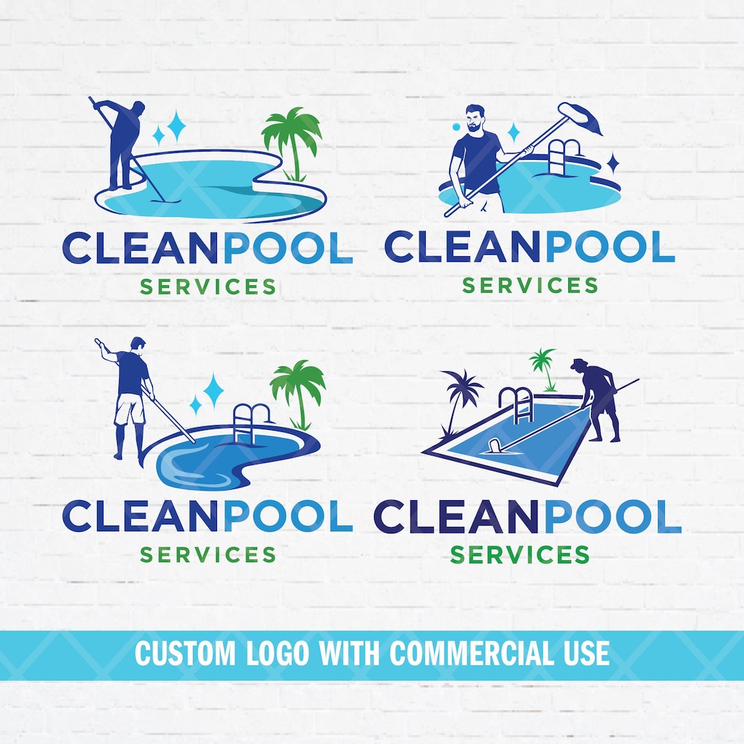 Custom Pool Cleaning Logo, Pool Maintenance Logo, Personalized Pool ...