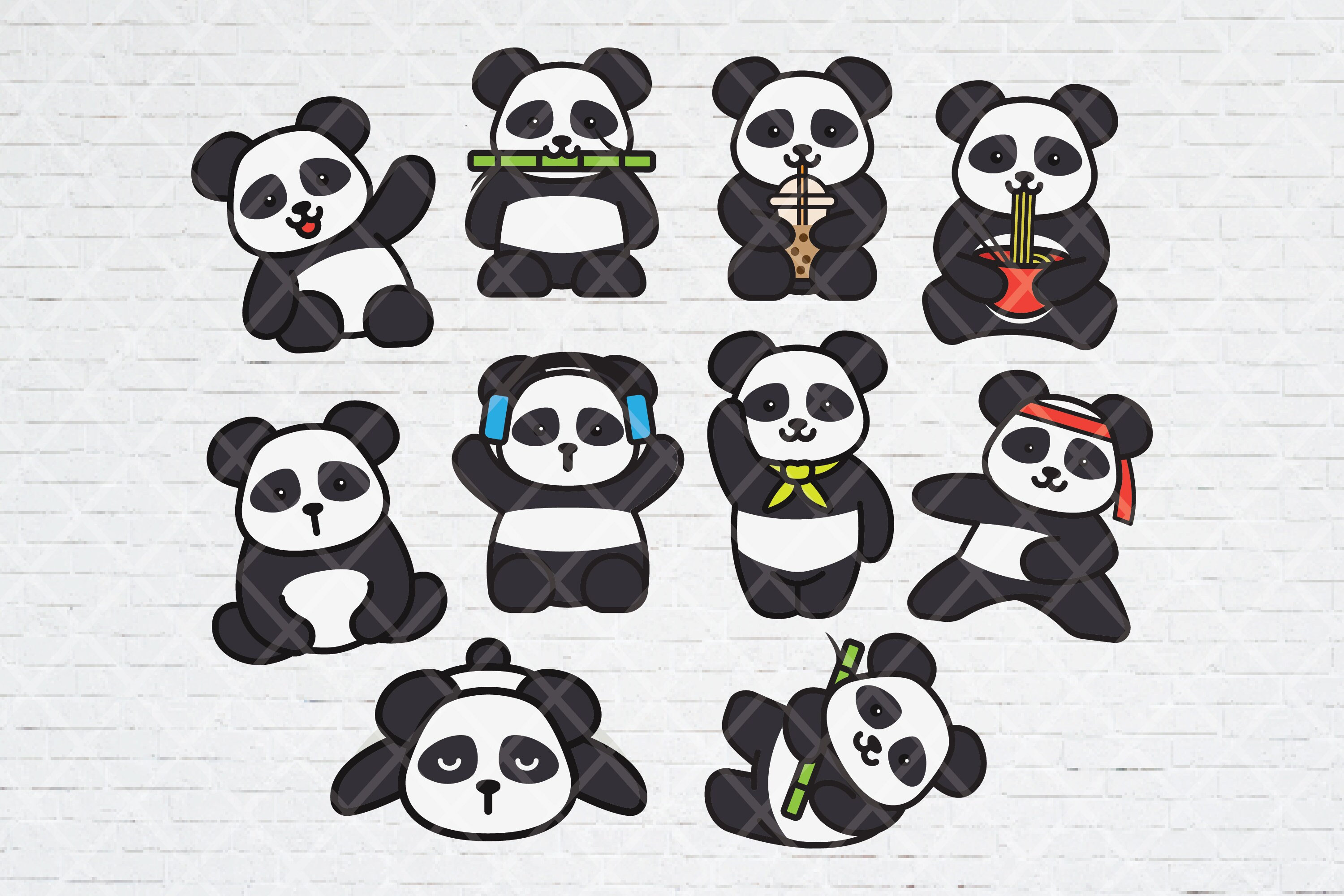 Cute Chibi Panda SVG PNG Bundle: Baby Panda Cartoon Cut Files - Etsy