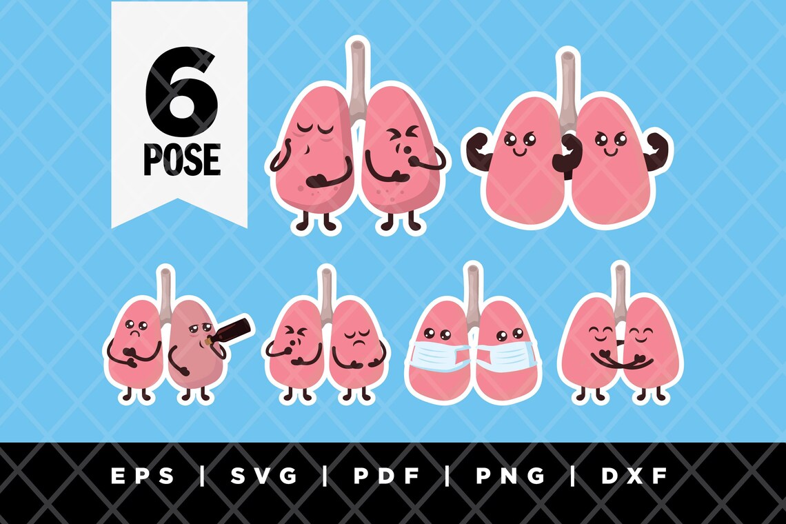 Cute Funny Lungs Character Mascot Lungs Emoji Bundle. SVG PNG - Etsy