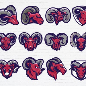 Rams Head Template, Ram Head Svg, Goat Head Svg, E-sport Team Svg, Rams ...