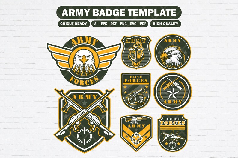Set of Army Badge Design, Military Svg Png Bundle, Soldier Badge ...