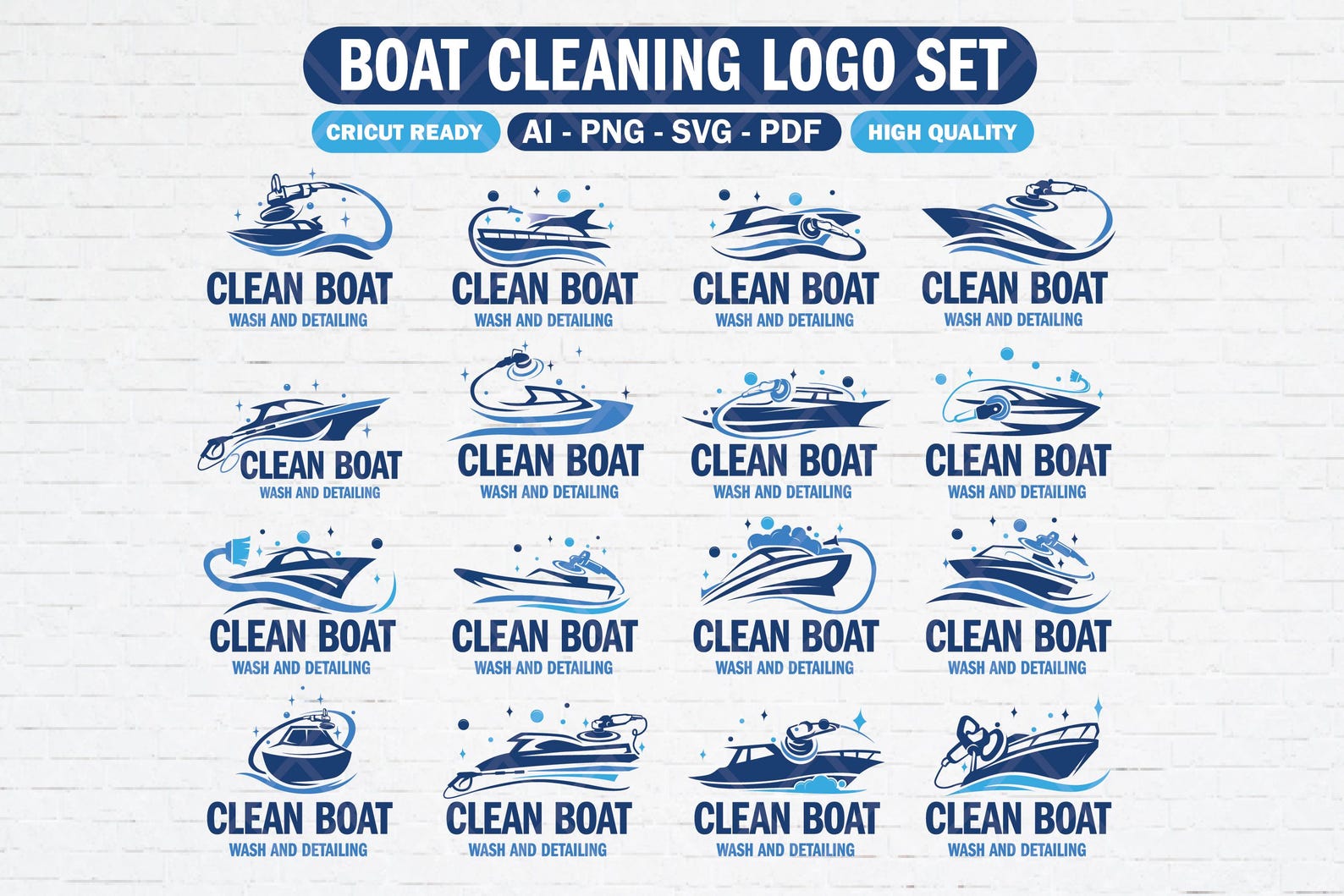16 Boat Cleaning Logo Bundle SVG for Instant Download, Deck Cleaning ...