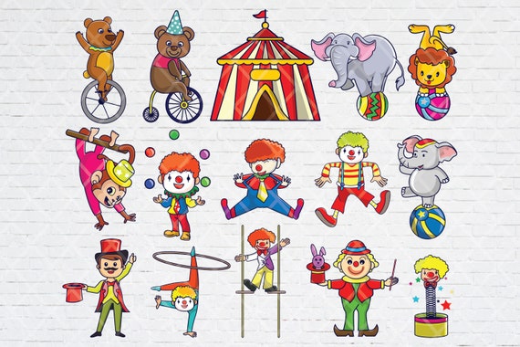 15 Cute Funny Circus Cartoon SVG Bundle: Amusement Park - Etsy
