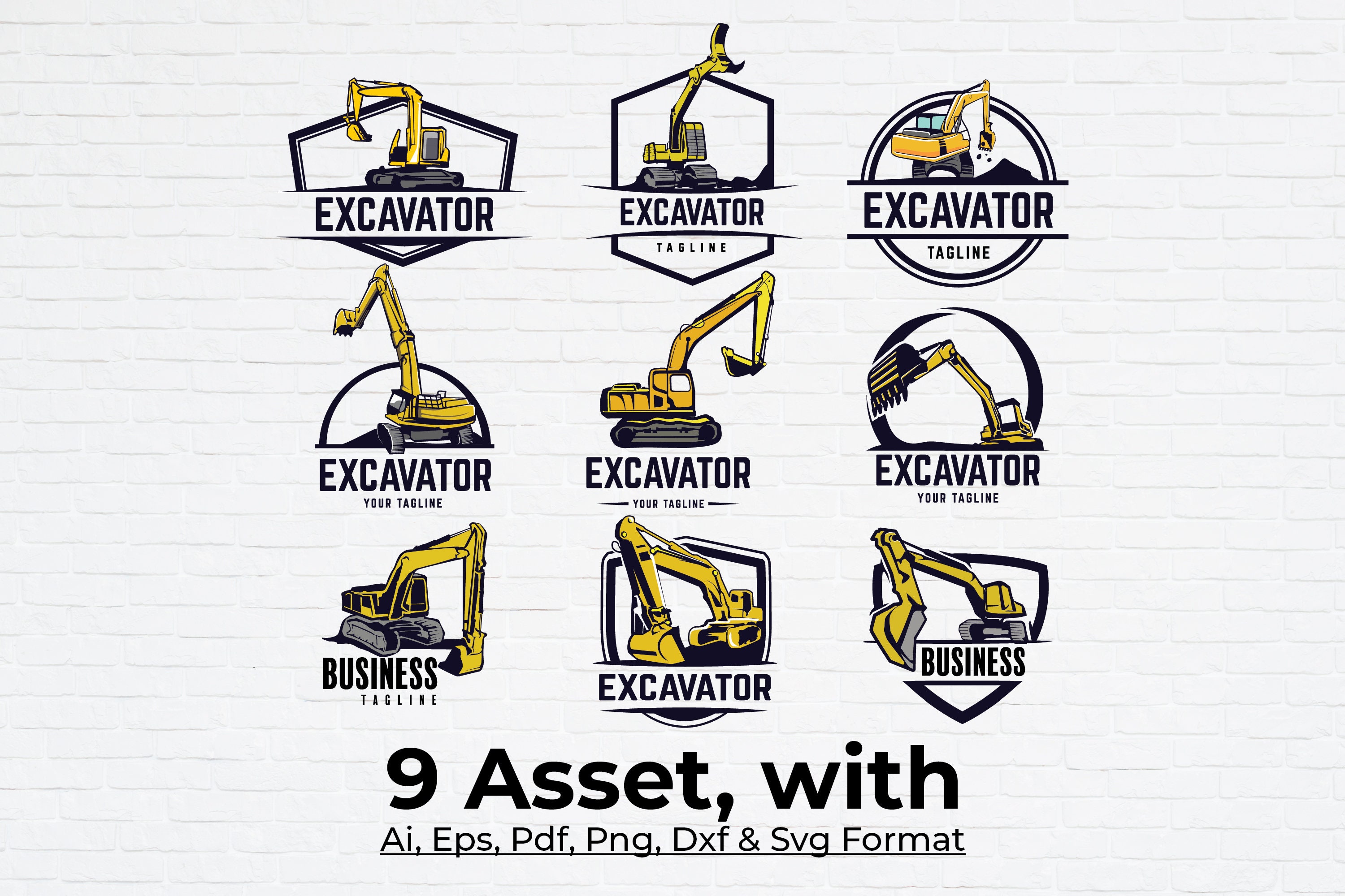 Excavator Logo Set: Retro Construction Vehicle Emblems (PNG SVG) - Etsy