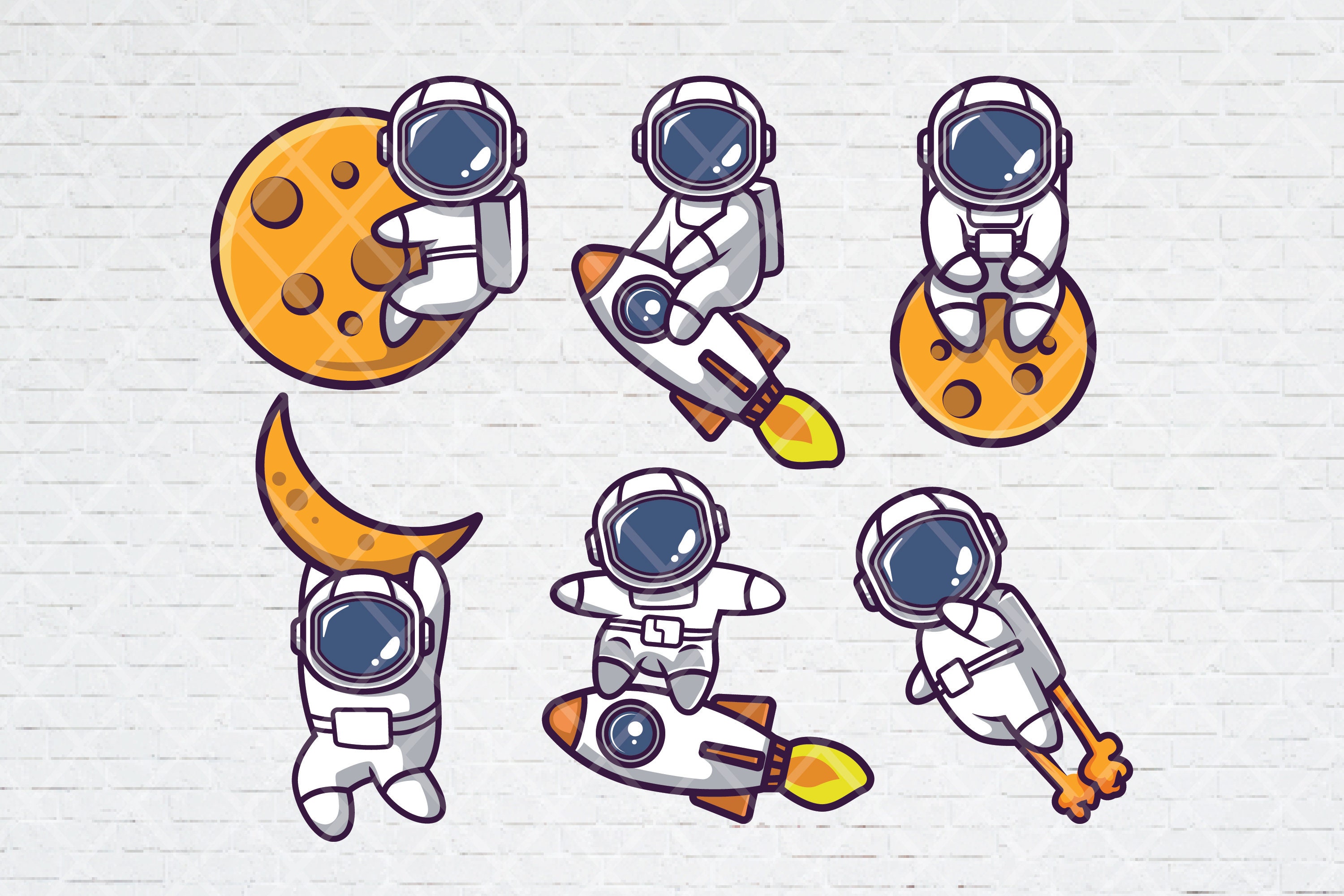 6 Cute Astronaut Spaceman SVG: Bundle Files of Kids With Space Suit for ...