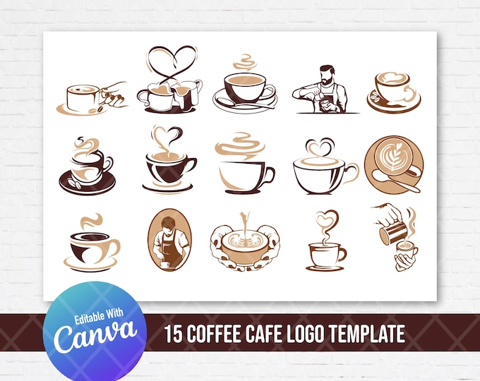 Coffee Shop Logos, Café Logos, DIY Logo Design Vorlage, Kaffeebecher ...