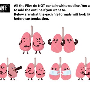 Cute Funny Lungs Character Mascot, Lungs Emoji Bundle. SVG PNG Bundle ...