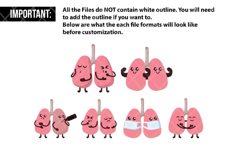 Cute Lungs Mascot SVG, PNG Bundle, Printable Art (digital Download) - Etsy