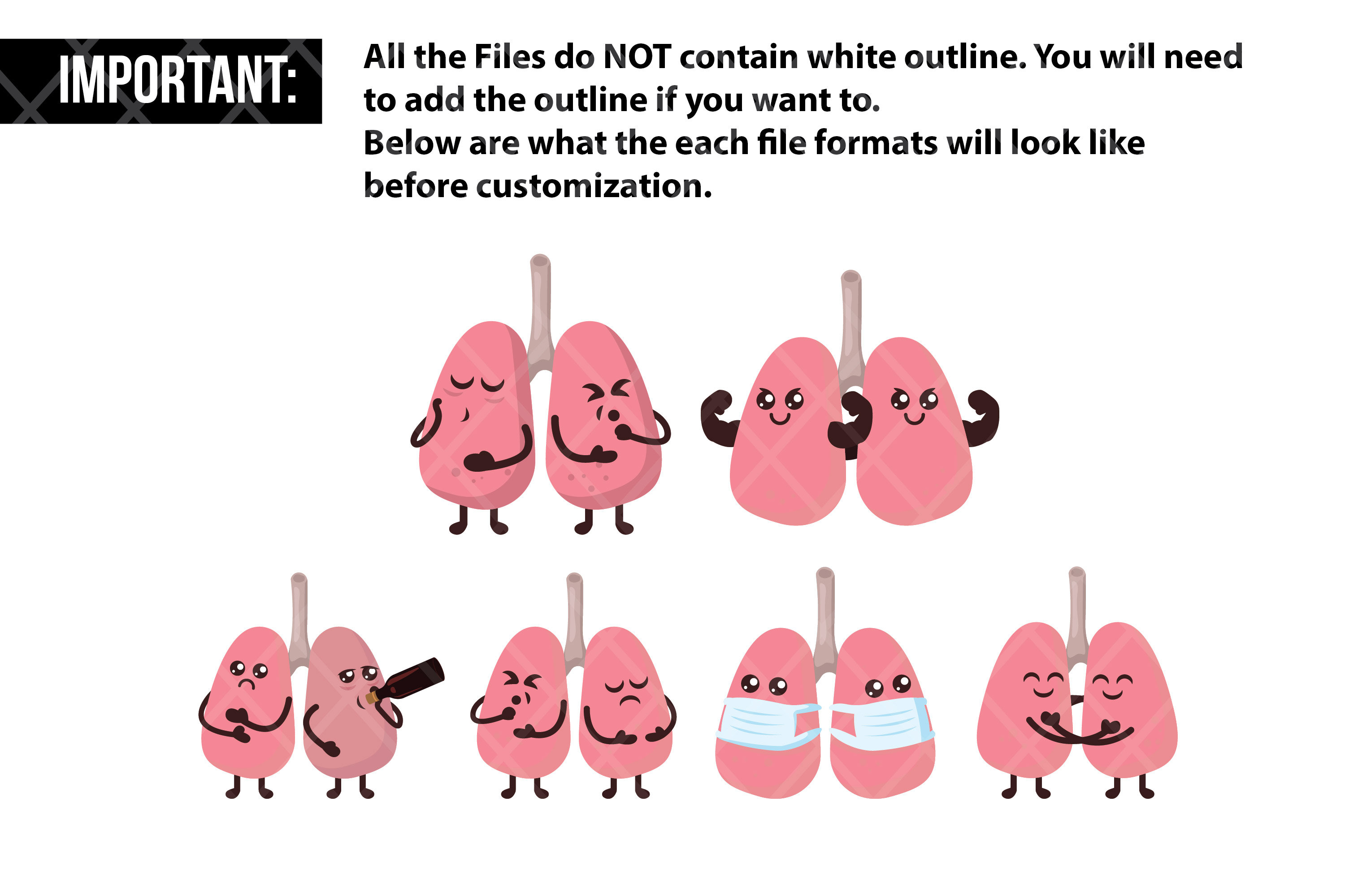 Cute Lungs Mascot SVG, PNG Bundle, Printable Art (digital Download) - Etsy