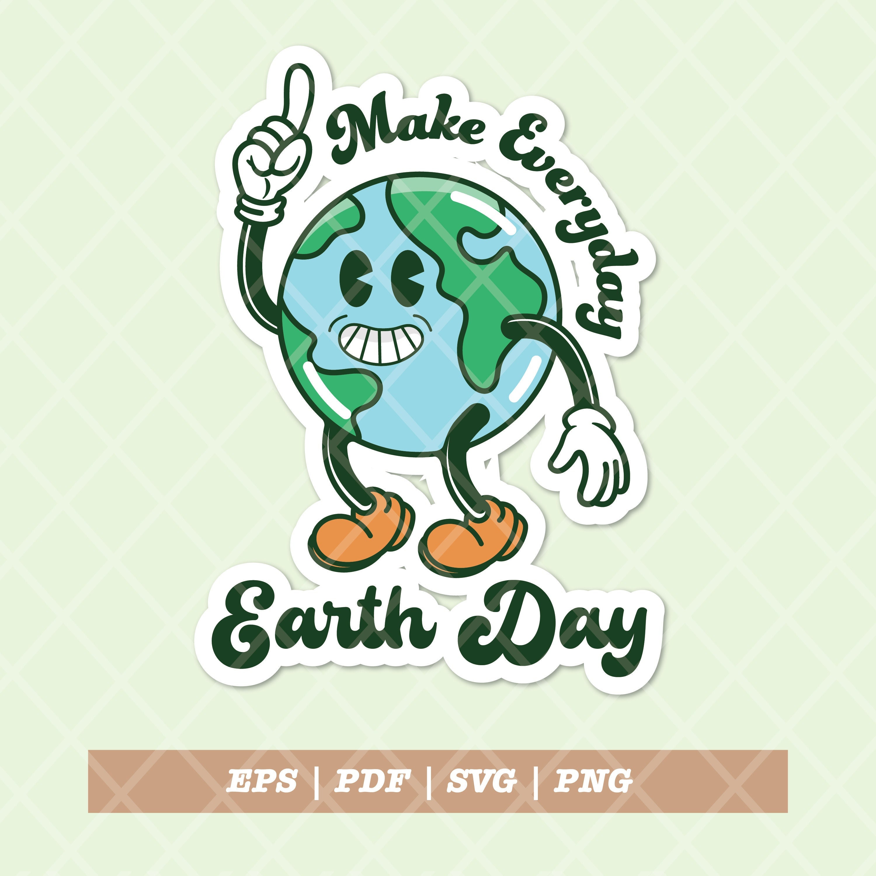Retro Earth Sticker Mascot Vintage Earth Character Earth Day - Etsy