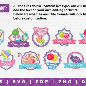 Set of Cute Candy Shop Sign Svg, Retro Candy Svg Clipart, Lollipop Svg ...
