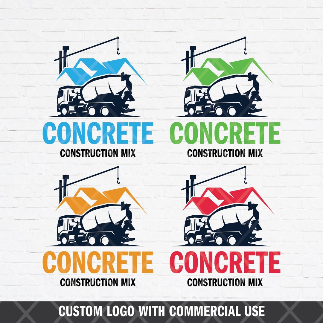 Concrete Construction Logo, Cement Mixer Truck Custom Logo, Concrete ...