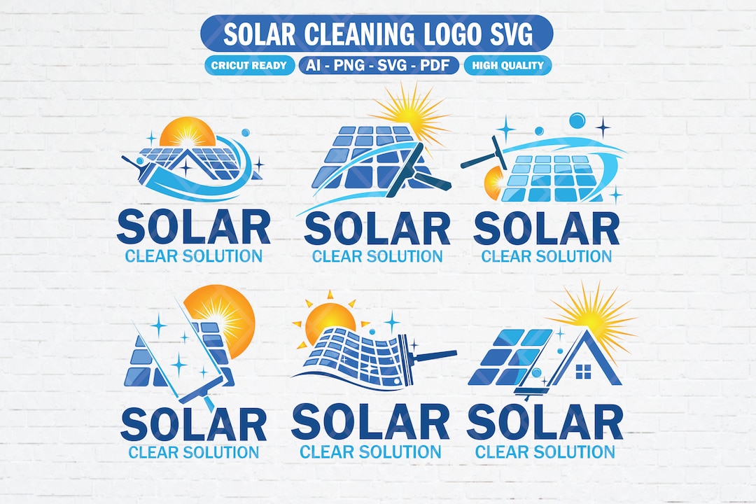 Solar Cleaning Logo SVG Bundle, Eco Cleaning Logo Set, Solar Energy ...