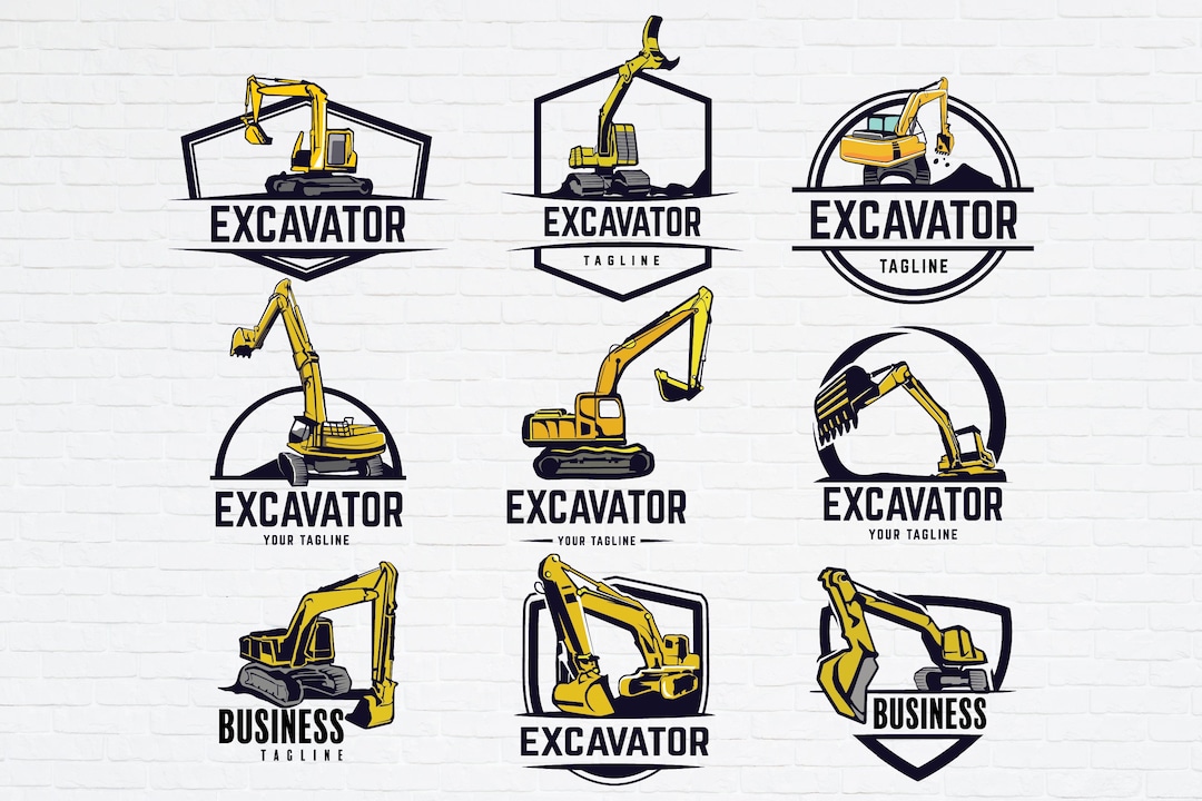 Excavator Logo Set: Retro Construction Vehicle Emblems (PNG SVG) - Etsy