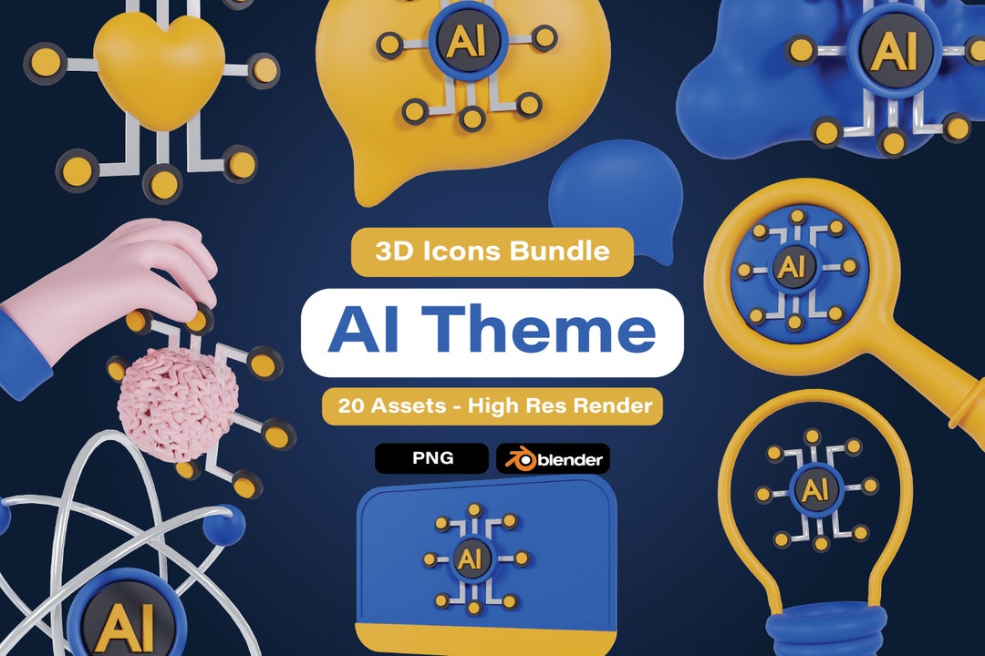 3d Elements AI Icon, 3d Ai Icons, 3d Icons for Tech, 3d Icons for UI/UX ...