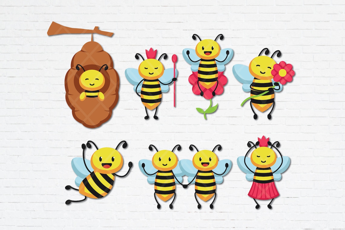 Cute Bee Png, Baby Bee Clipart, Queen Bee Clipart, Bee Clipart, Bee and ...
