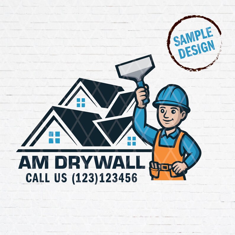 Custom Drywall Logo Design: Modern Home Improvement Branding (digital ...
