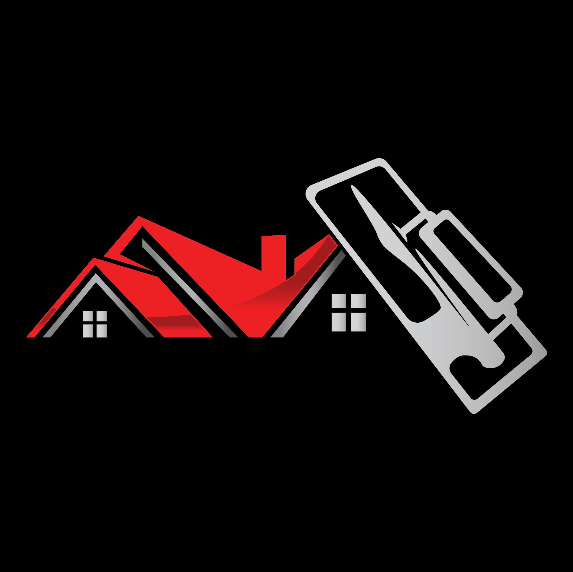 Modern Drywall Business Logo Design: Red & Silver (digital File) - Etsy