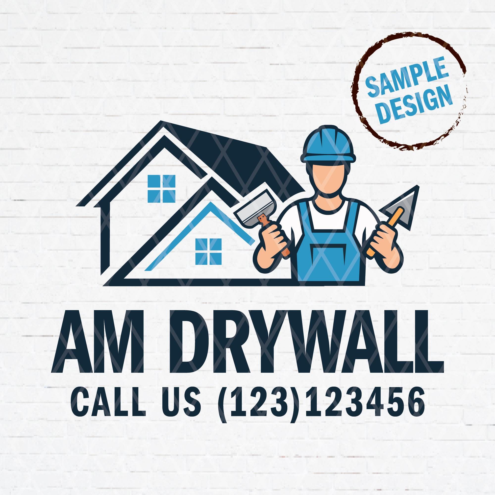Custom Drywall Logo Design: Modern Home Improvement Branding - Etsy