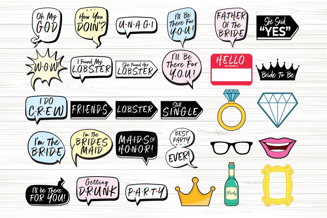30 Friends Bachelorette Party Photo Booth Props: Bridal Shower - Etsy