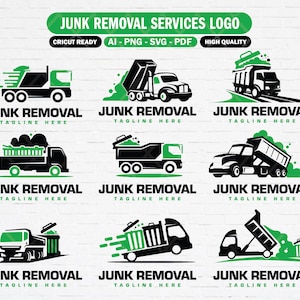 9 Junk Removal Logo Bundle, Trash Truck Clipart Illustration, Junk ...