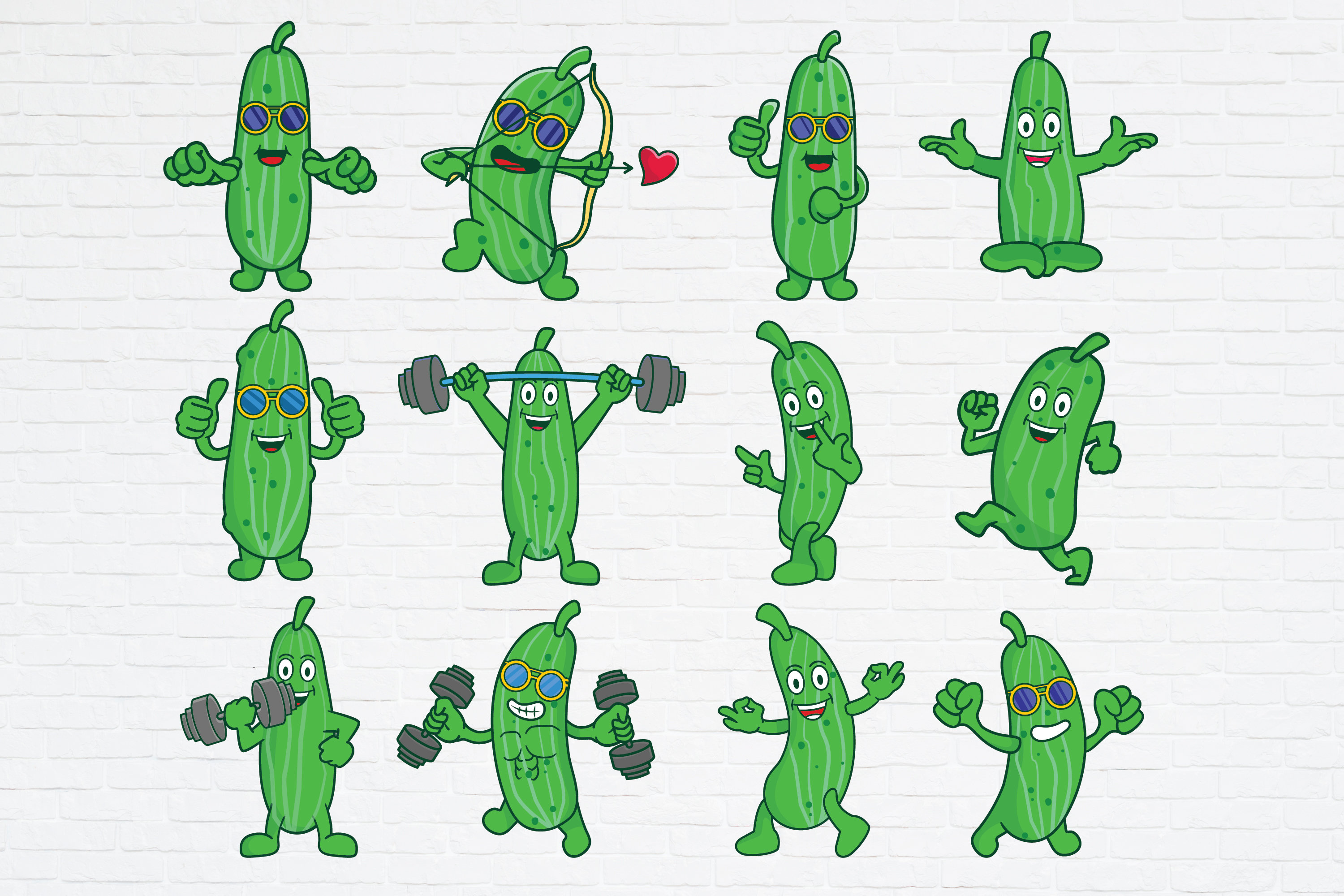 Cute Pickle Cucumber Clipart SVG PNG Bundle. Instant Download for ...