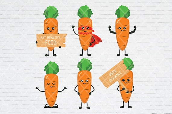 Cute Kawaii Carrot Character Collection: SVG Bundle Files for - Etsy