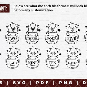 Set of Baby Milestone Svg Clipart, Baby Milestone Cut Files, Hello ...