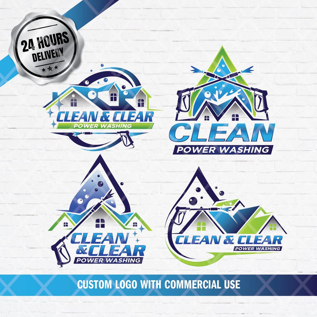 Custom Pressure Washing Logo Design: Cleaning Service Branding (digital ...