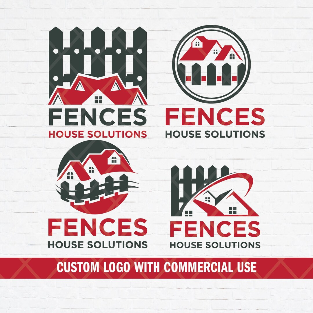 Custom House Fence Logo, Personalized Fences Repair Logo, Fence ...