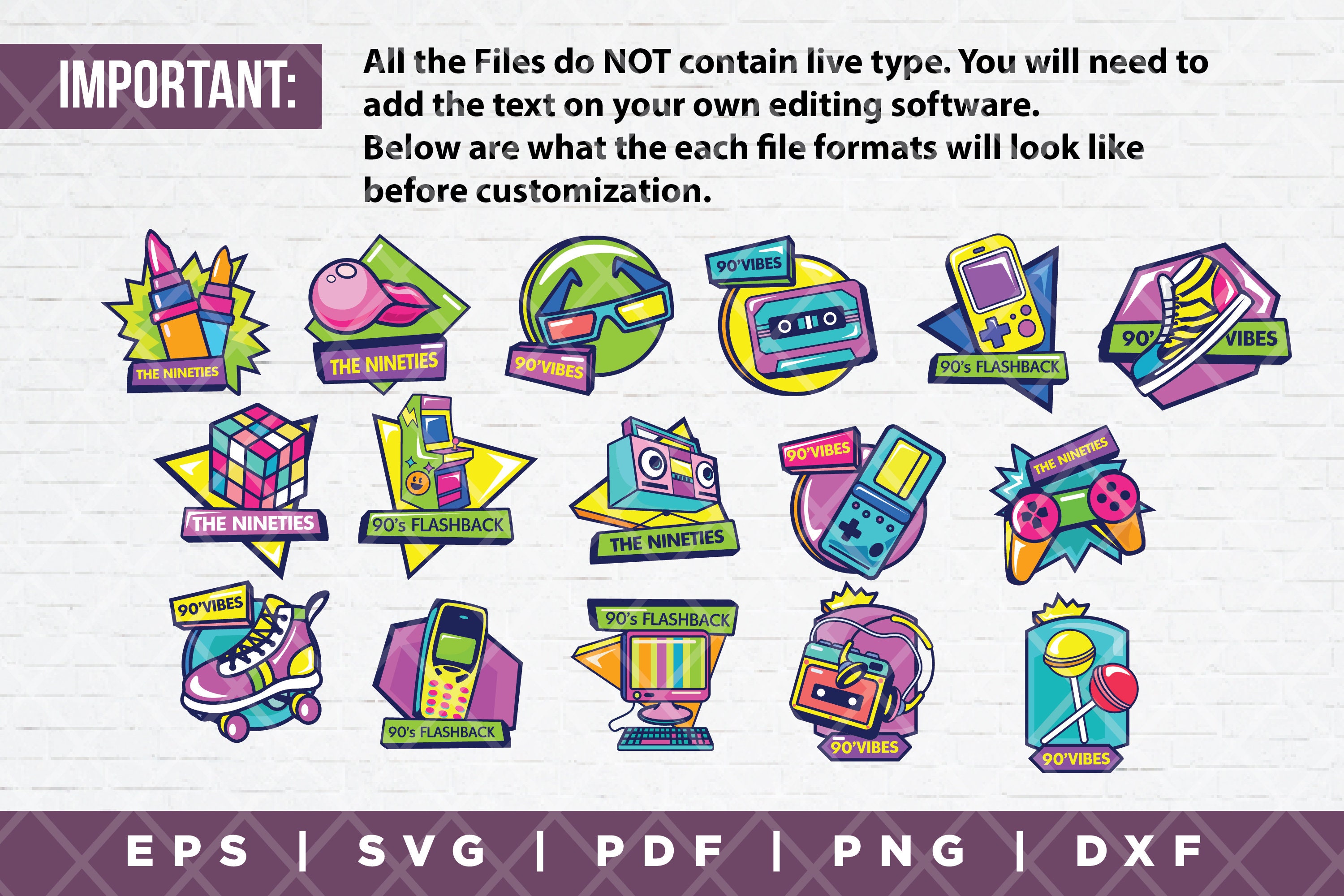 Collection of Retro 90s Sticker Svg Template Nineties Groovy - Etsy