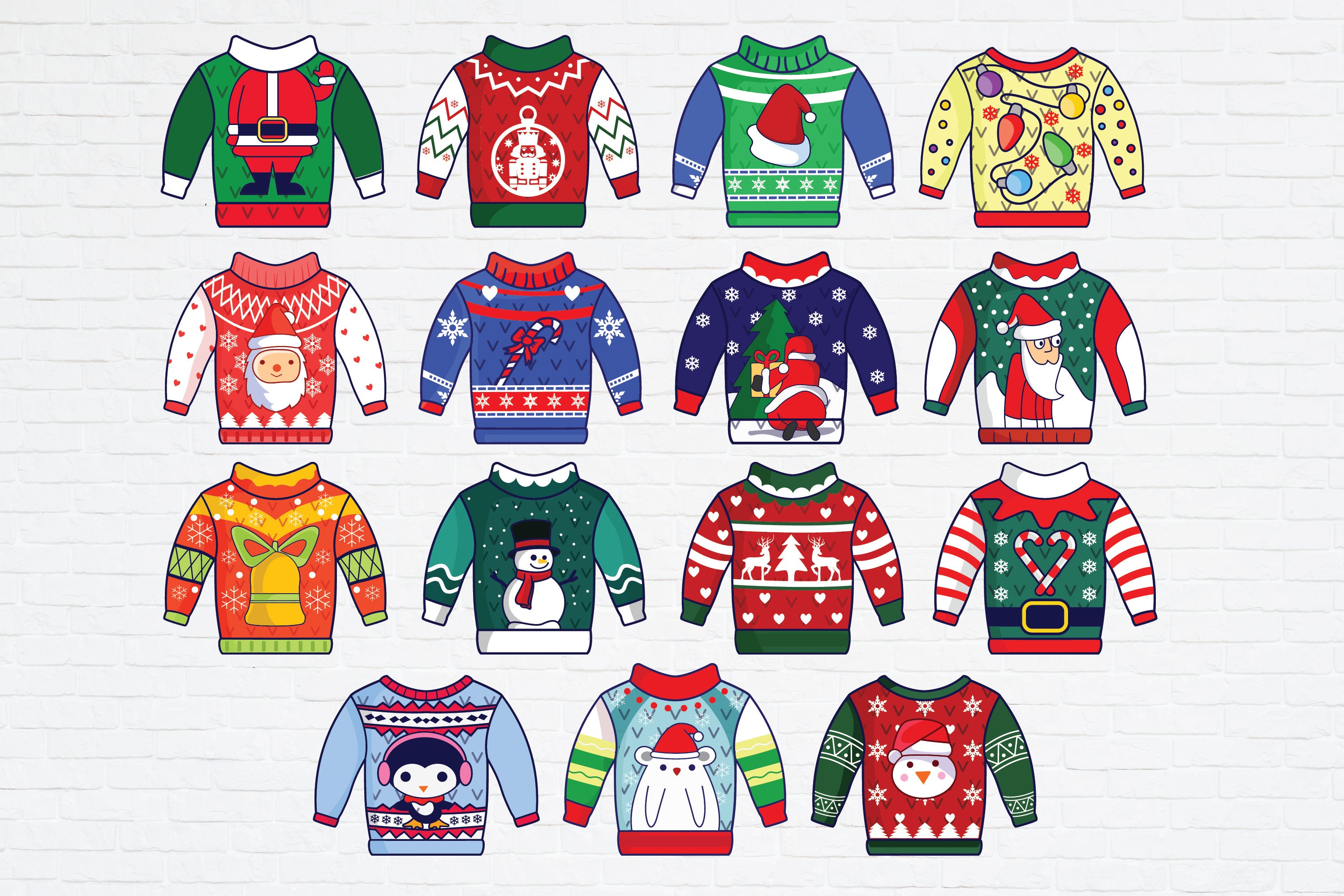15 Christmas Ugly Sweater SVG PNG Bundle Decoration - Etsy