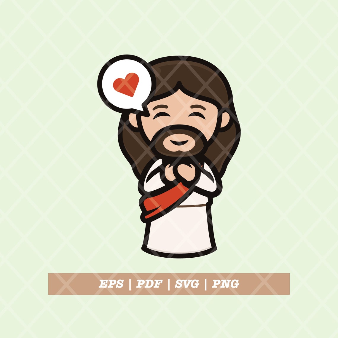 Cute Jesus Cartoon Clipart, Funny Mascot (SVG PNG Bundle) - Etsy