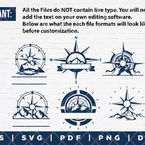 Set of Mountain Compass Svg Bundle, Adventure Compass Svg, Nautical ...