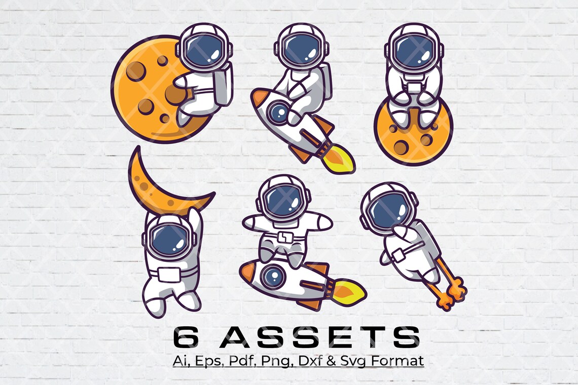 6 Cute Astronaut Spaceman SVG: Bundle Files of Kids With Space - Etsy