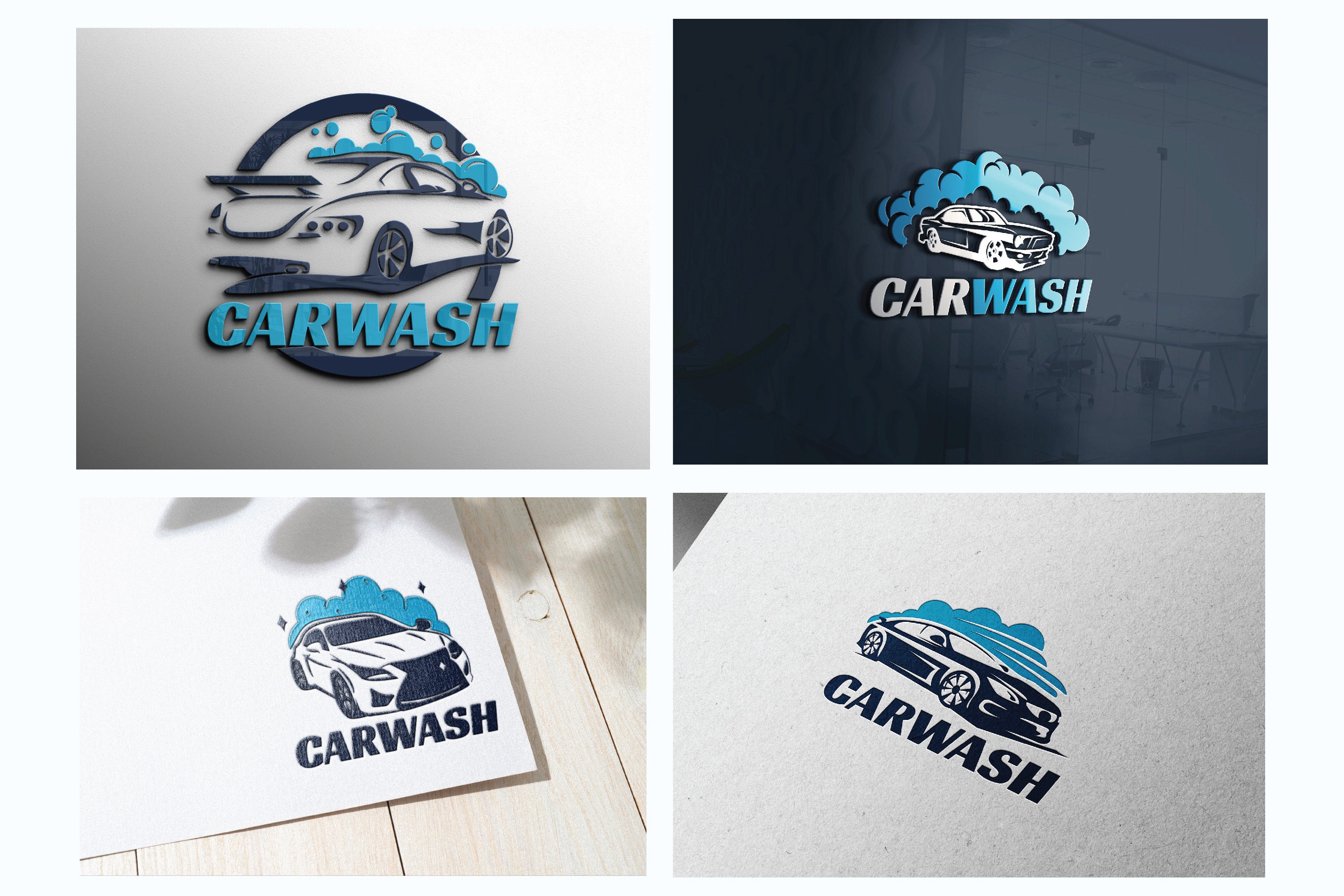 Collection of Car Wash or Car Cleaning Logo Template: SVG Files for ...