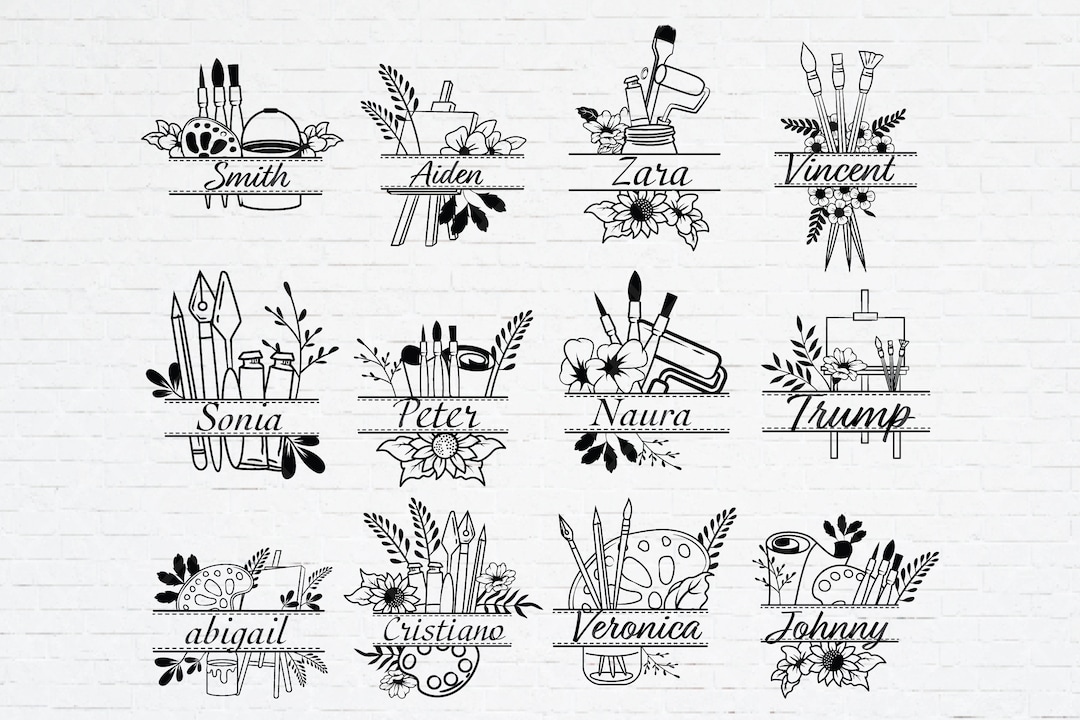 Simple Hand-drawn Painting Svg Bundle, Painting Logo Bundle, Nameholder ...