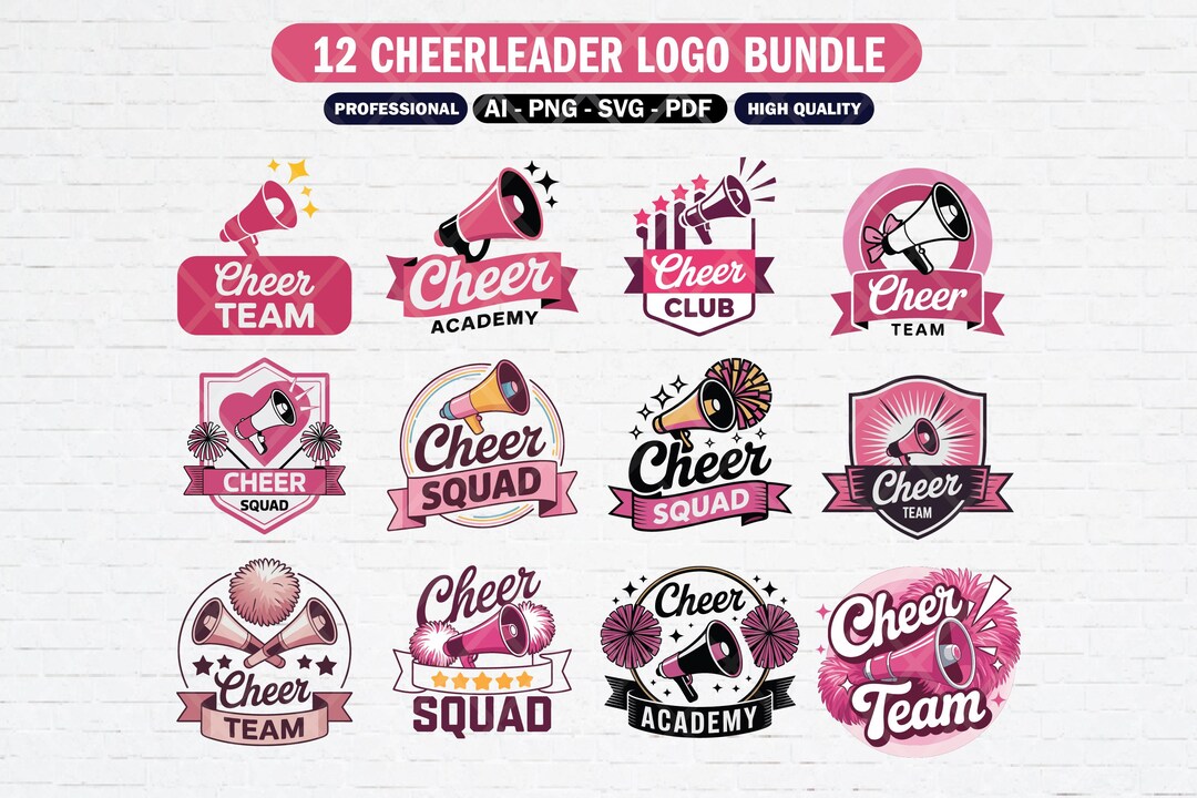 12 Cheerleader Clipart Collection Svg, Cheer Logo Bundle Svg ...