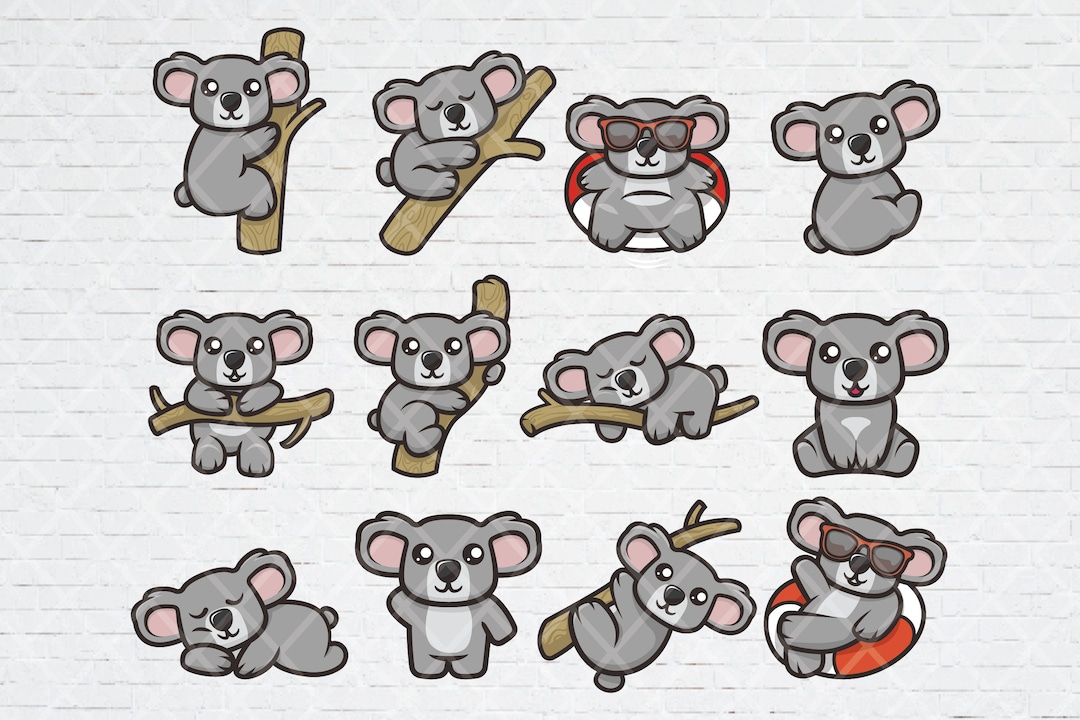 12 Cute Koala SVG Bundle: Australian Baby Koala Cartoon With Layered ...