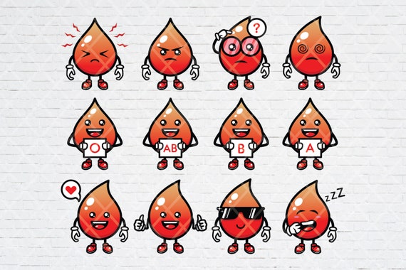 12 Cute Blood Emoji Cartoon Collection: SVG Download for Blood - Etsy