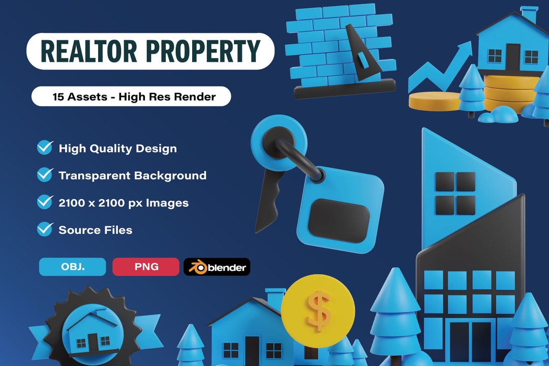 Realtor 3d Icons Pack, 3d Real Estate Icons, Property 3d Icons, 3d ...