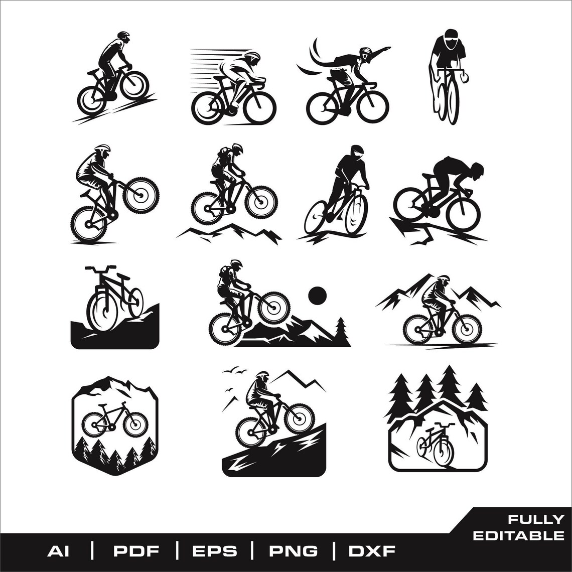 14 Cycling Svg Bike Svg Downhill Svg Mountain Bike Cut - Etsy Canada