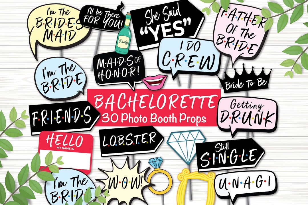 30 Friends Bachelorette Party Photo Booth Props: Bridal Shower Quote ...