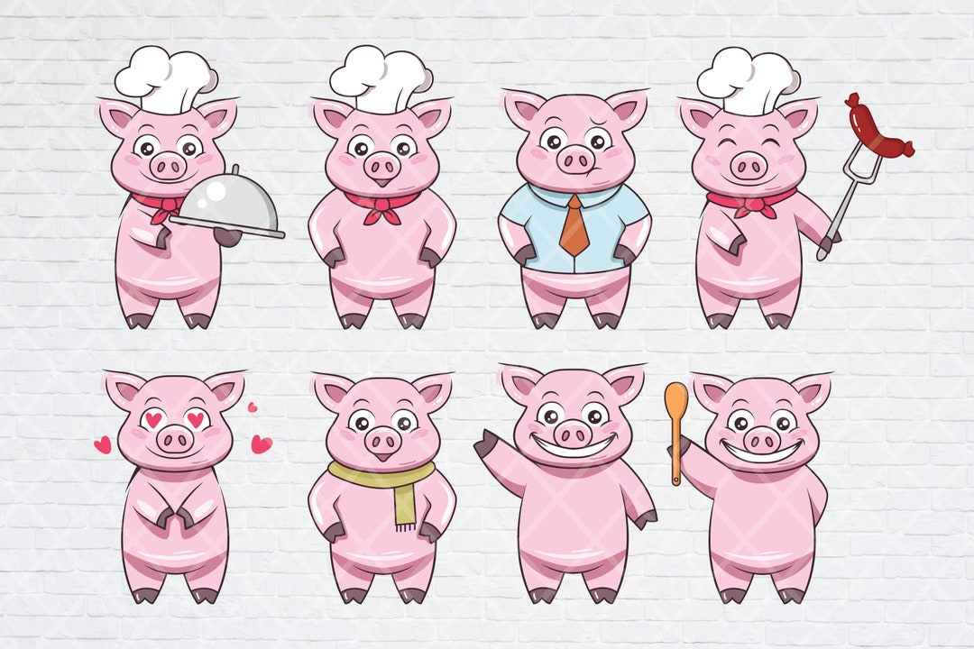 Pig SVG Bundle: Kawaii Chibi Piggy Clipart (digital Download) - Etsy